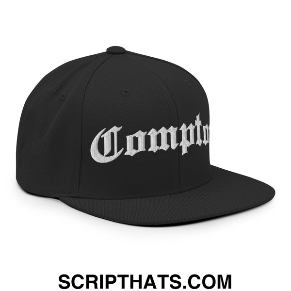 Compton Old English Arch Embroidered Flat Bill Brim Snapback Hat ...
