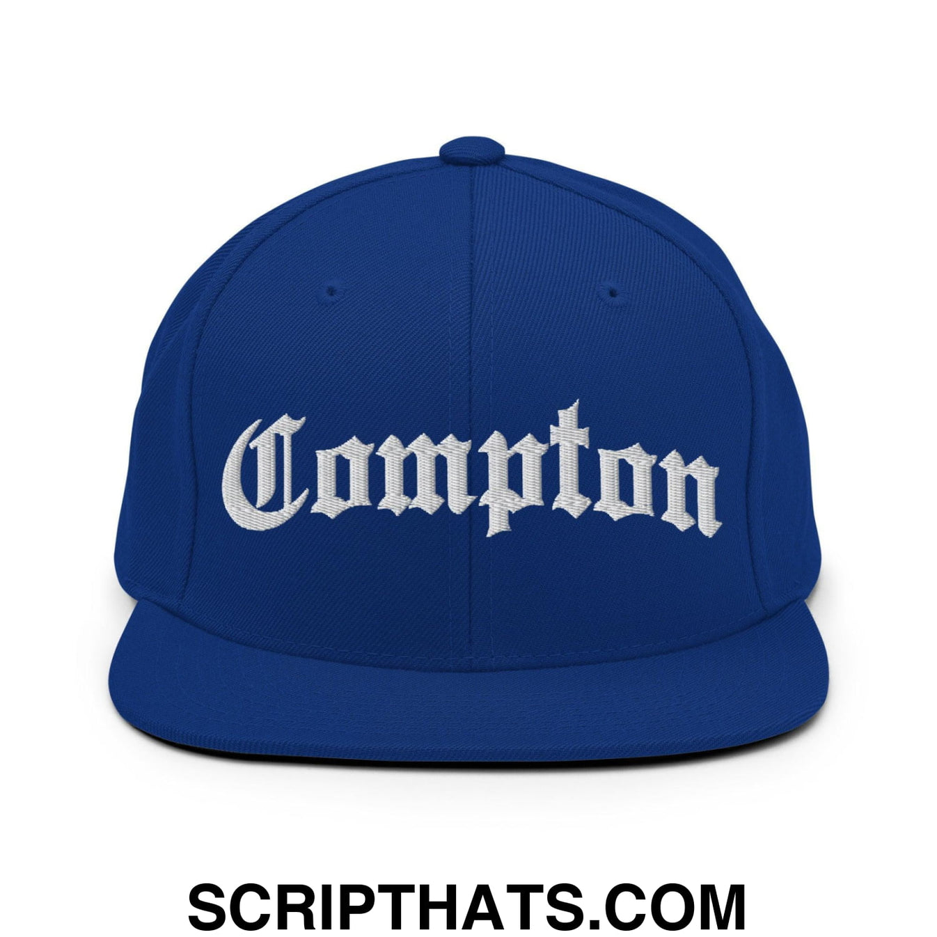 Compton Old English Arch Embroidered Flat Bill Brim Snapback Hat ...