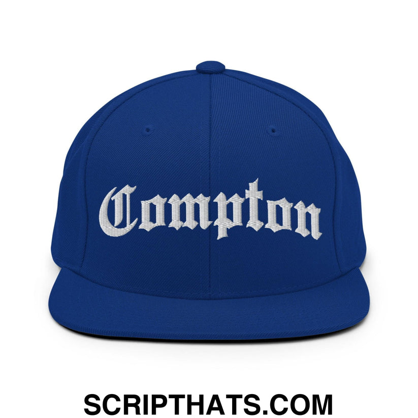 Compton Old English Arch Embroidered Flat Bill Brim Snapback Hat ...