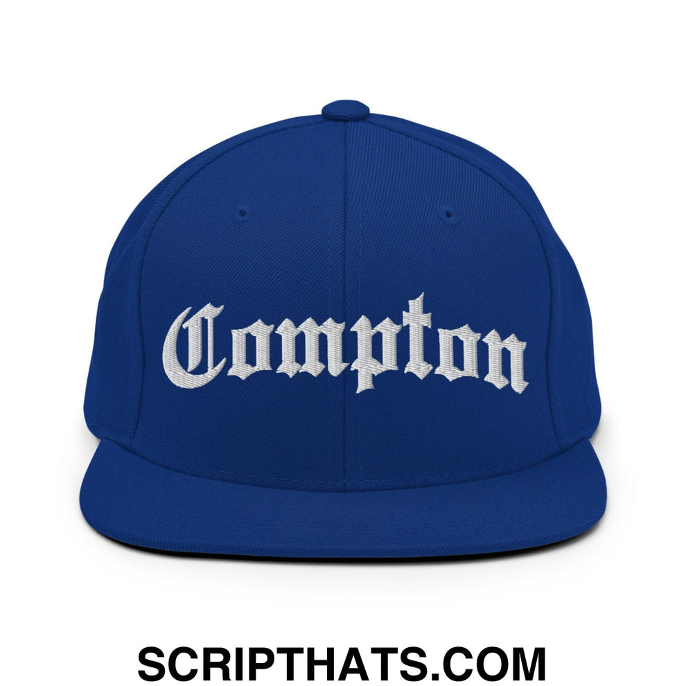 Compton Old English Arch Embroidered Flat Bill Brim Snapback Hat ...